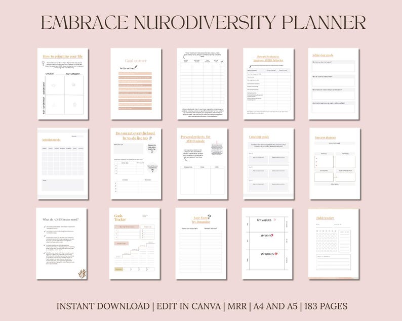 Neurodiversity Planner: ADHD Autism Routine Toolkit (canva Template ...