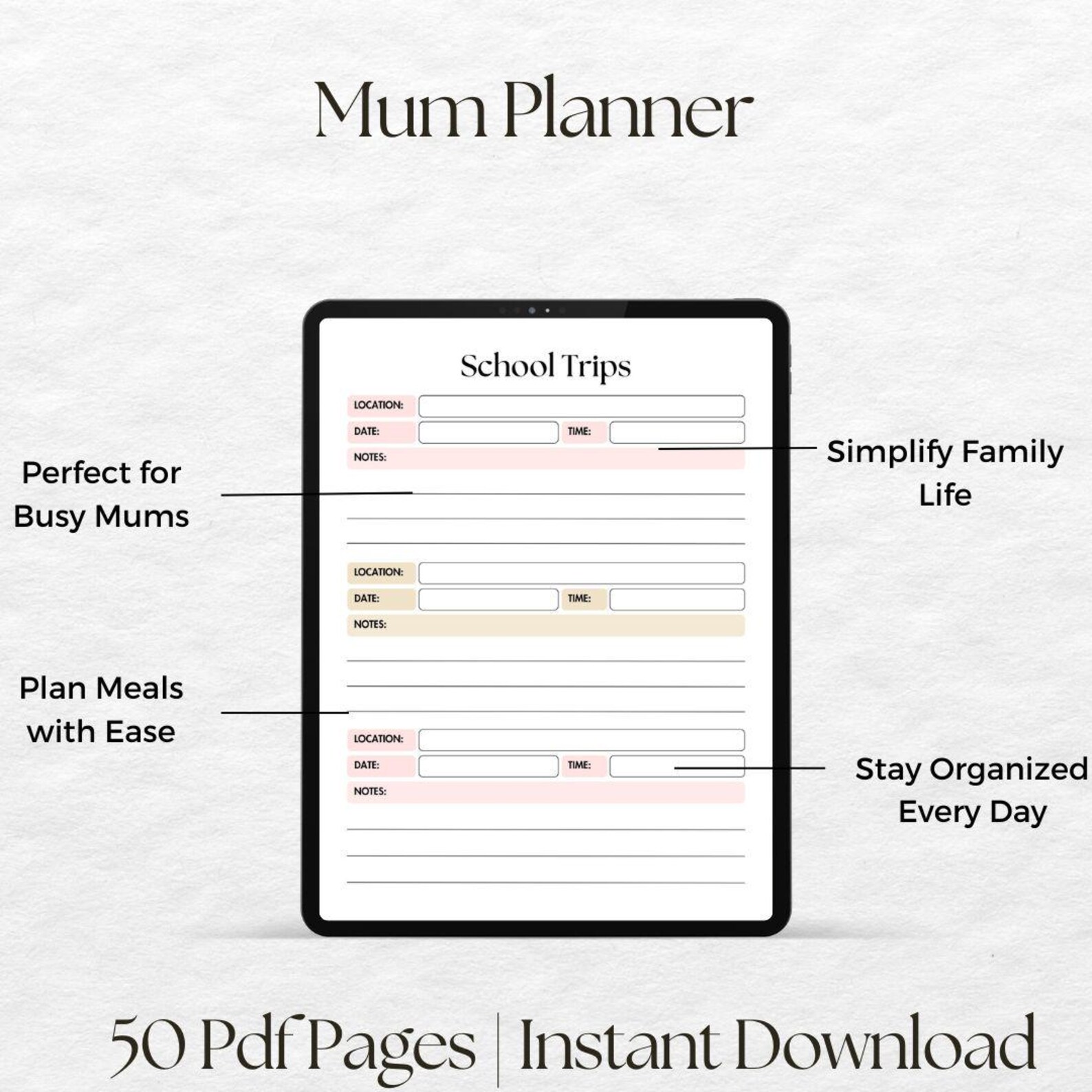 Mum Planner 50 Printable Pages for Family Organization Daily, Weekly ...
