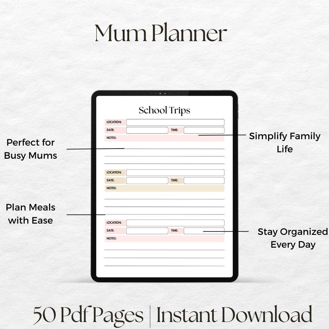 Mum Planner 50 Printable Pages for Family Organization Daily, Weekly ...