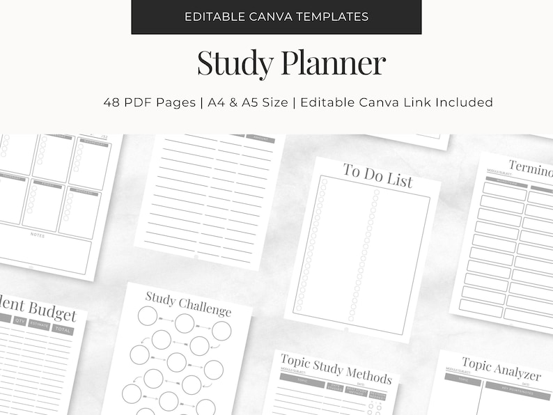 Study Planner Template | Printable Study Organizer | Academic Planner ...