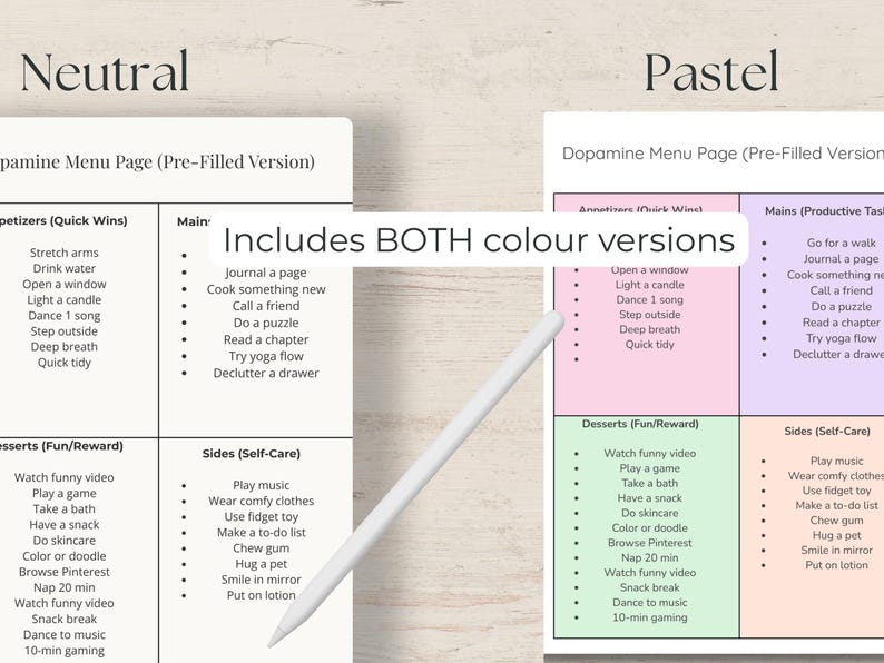 ADHD Motivation Tool: Dopamine Menu Printable (instant Download) - Etsy