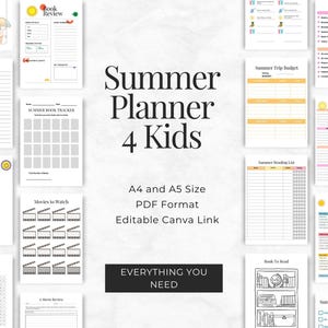 Kids Summer Planner PDF | A4 A5 Printable + Editable Canva | Daily ...