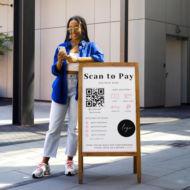 Scan to Pay Sign Template Editable Canva | Printable QR Payment Display ...