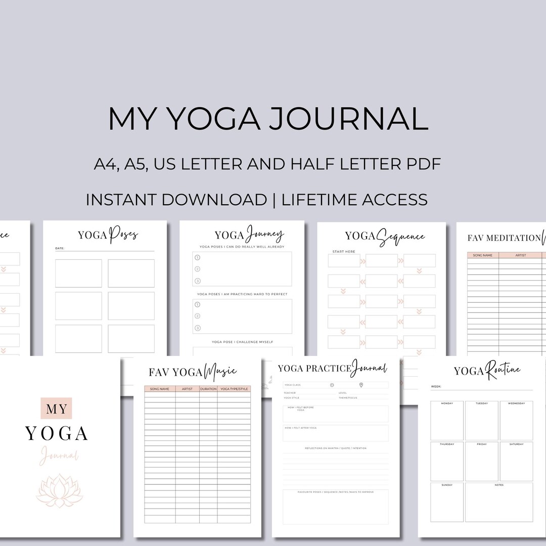 Yoga Journal | Printable Yoga Planner & Wellness Journal | Mindfulness ...