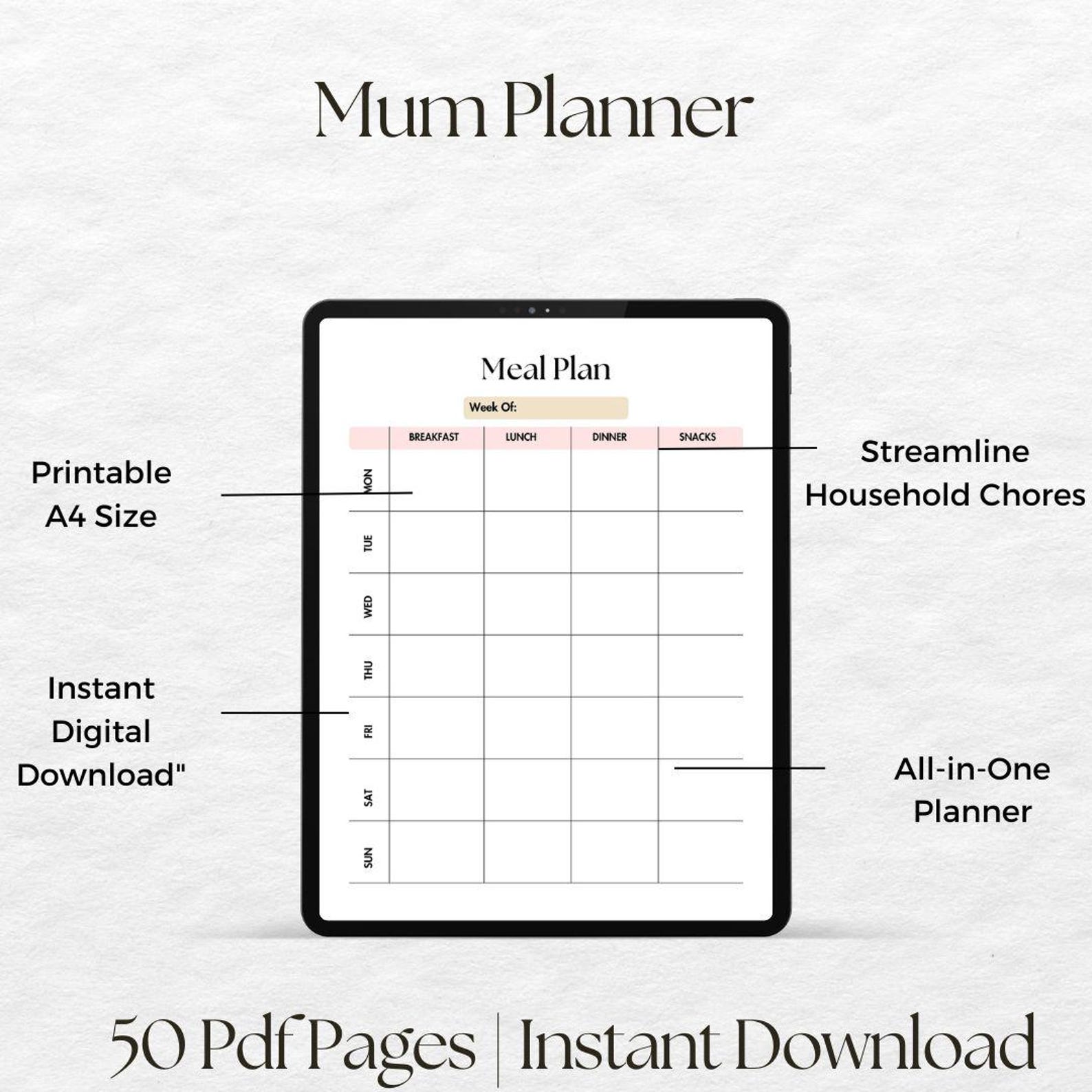 Mum Planner 50 Printable Pages for Family Organization Daily, Weekly ...