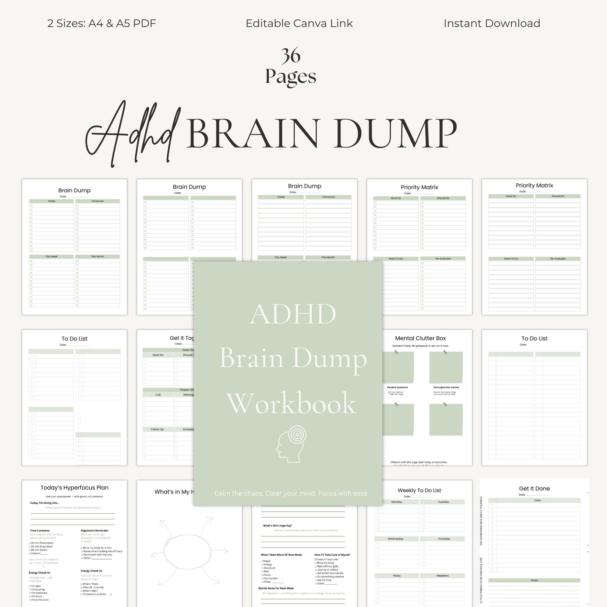 ADHD Brain Dump Planner | Neurodivergent Planner | Executive Function ...