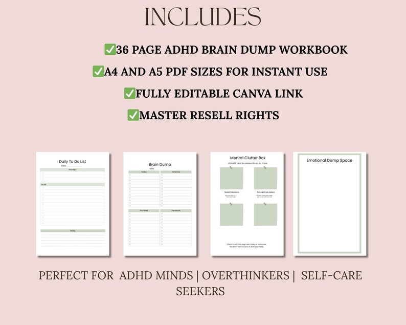 ADHD Brain Dump Printable & Task Tracker (A4 and A5) Instant Download ...