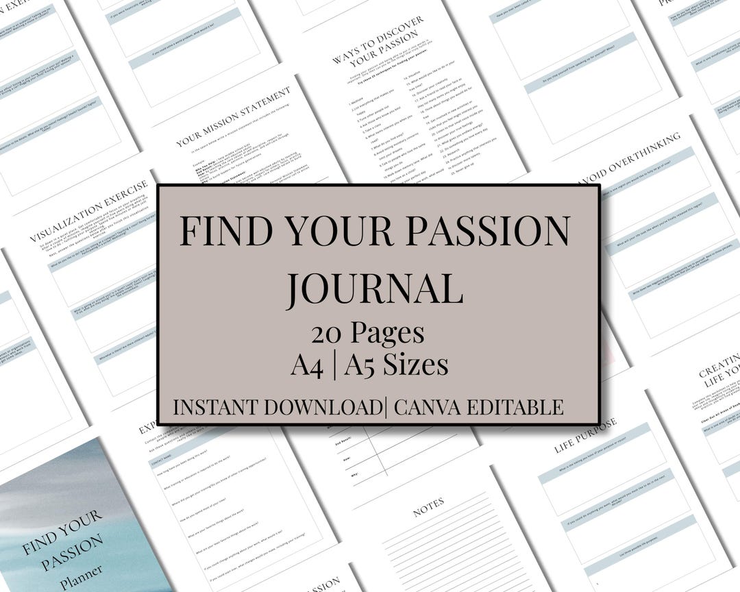 Find Your Passion Planner & Goal Setting Workbook (A4 and A5) Instant ...