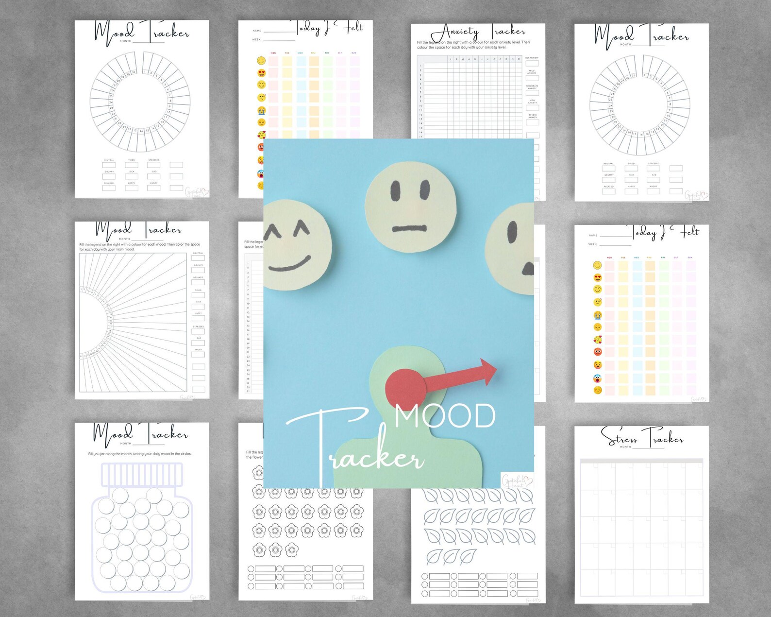 Mood Tracker Printable 11 Emotional Wellness Journal Templates Digital ...