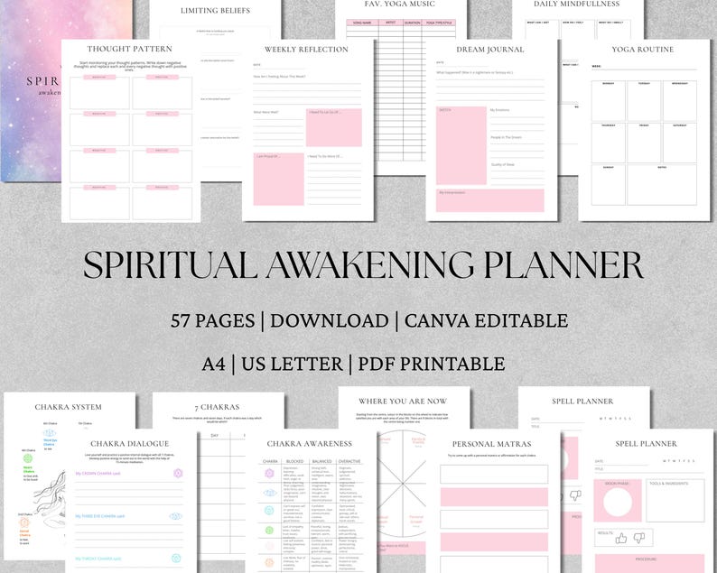 Spiritual Awakening Printable Journal (A4 & A5) Instant Download, Canva ...