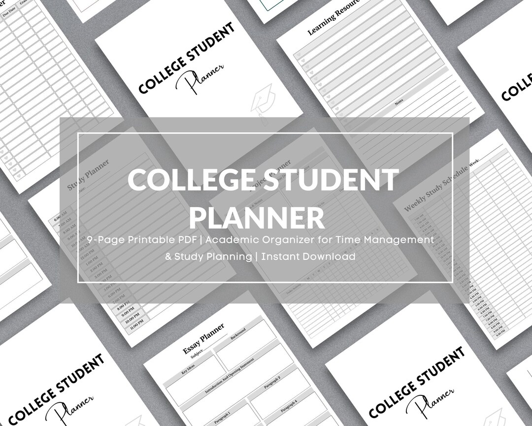 College Student Planner 9-page Printable PDF Academic Organizer for ...