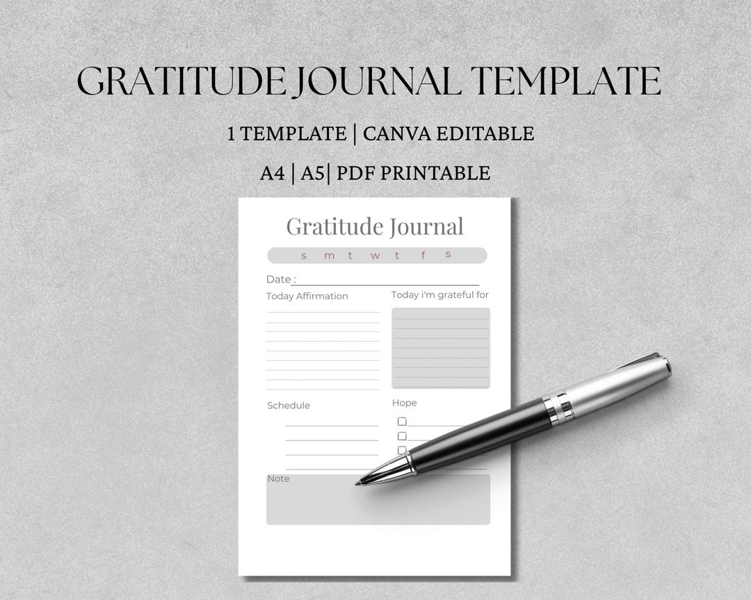 Gratitude Journal Template (A4 & A5 Inserts) Instant PDF Download ...