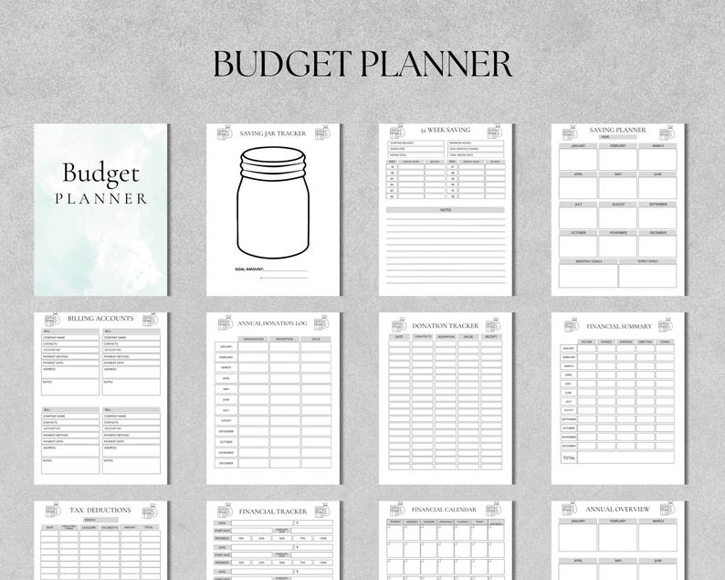 Budget Planner Printable Workbook | Monthly & Annual Money Tracker - Etsy