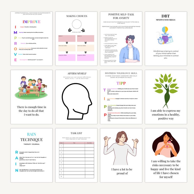 DBT & Therapy Workbook | Printable PDF A4, A5 | Fully Editable Canva ...