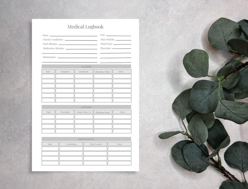 Medical Log Book Template | A4 Printable PDF | Editable Canva Health ...