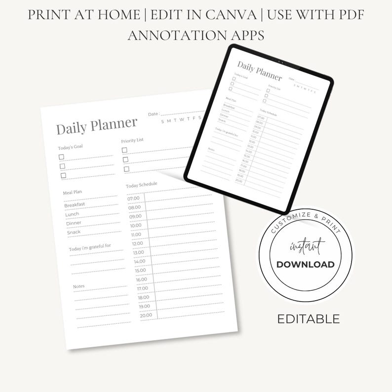 Daily Time Blocking Planner Template | Printable PDF A4, A5 | Fully ...