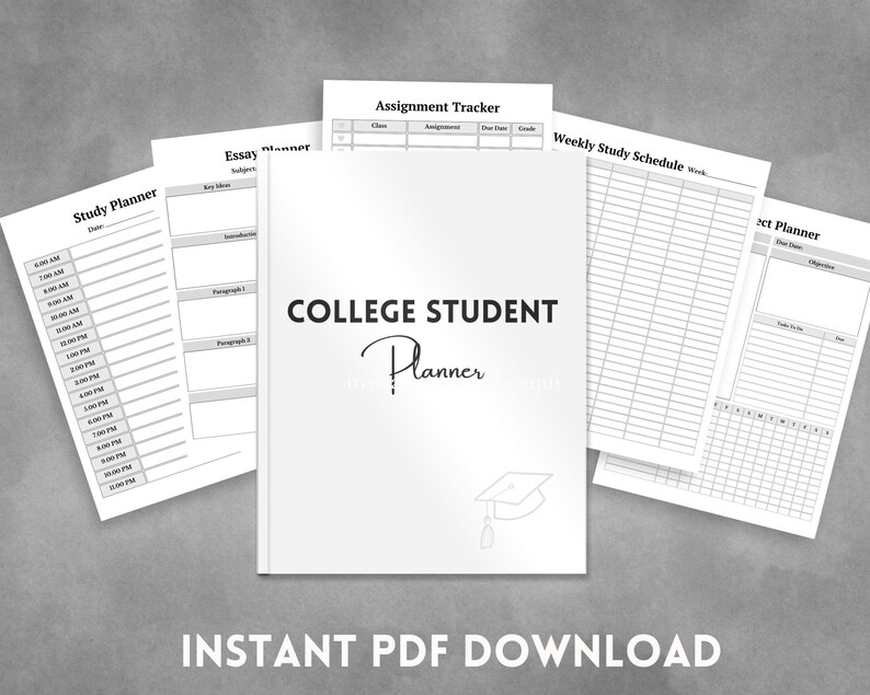 College Student Planner | 9-page Printable PDF | Academic Organizer for ...
