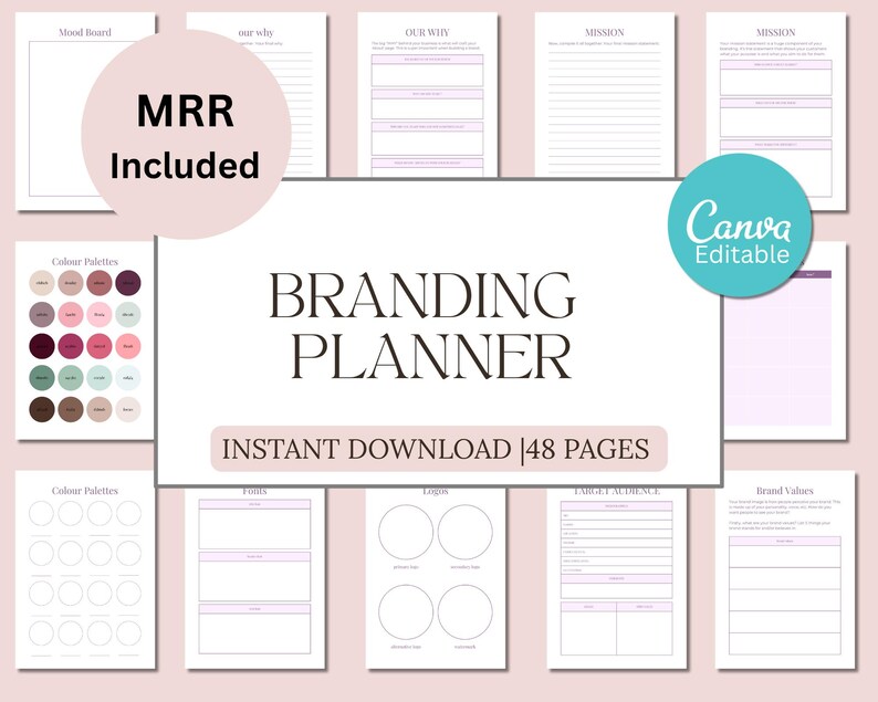 48 Page Branding Planner Canva + PDF | A4 A5 Editable Brand Strategy ...
