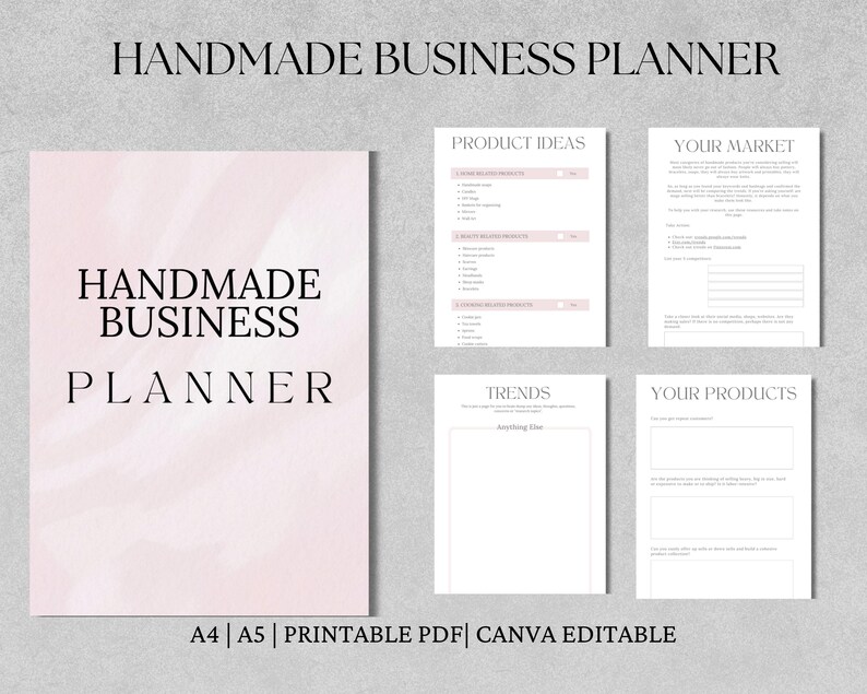 Handmade Business Planner for Etsy Sellers (A4 & A5 Inserts) Instant PDF Download, Canva ...