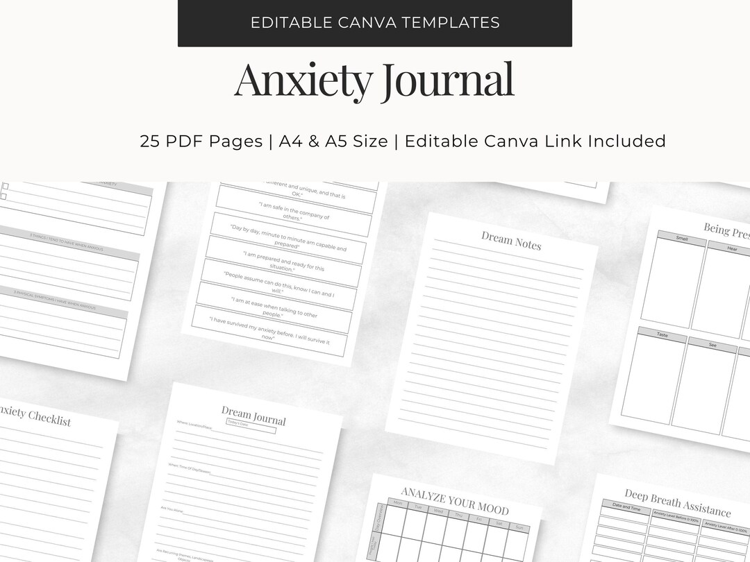Anxiety Journal Printable | Mental Health Workbook | Mood Tracker ...