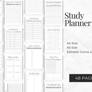 Study Planner Template | Printable Study Organizer | Academic Planner ...