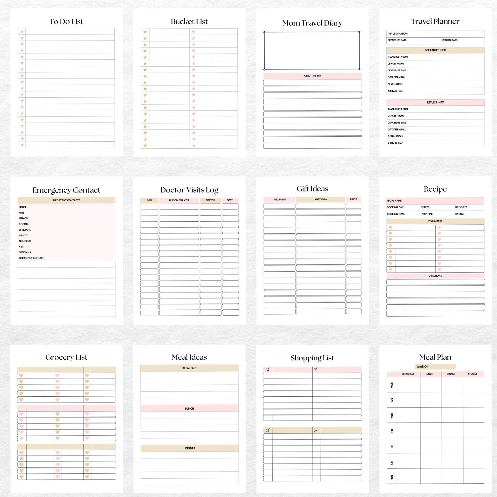 Mum Planner 50 Printable Pages for Family Organization Daily, Weekly ...