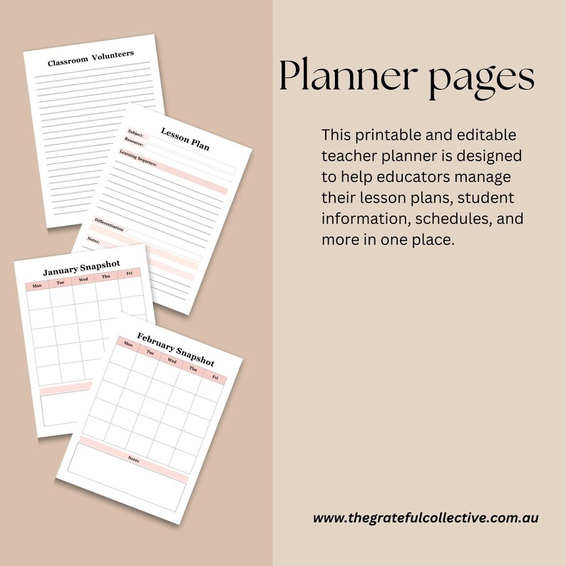 Teacher Planner | 69-page Printable PDF + Editable Canva Link | Lesson ...