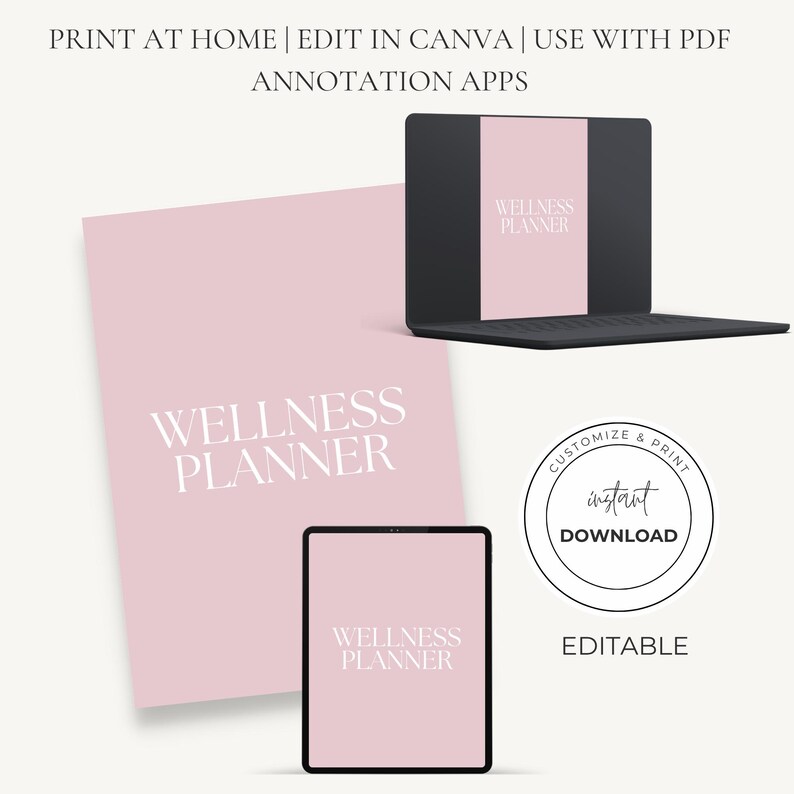 Wellness & Self Care Planner | Printable PDF A4, A5 | Fully Editable ...