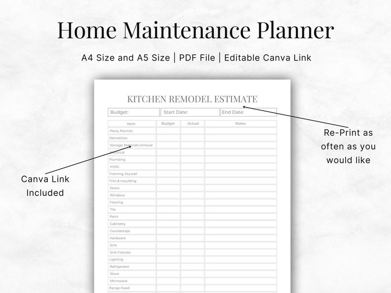 Home Maintenance Planner Printable | House Organizer | Home Binder ...