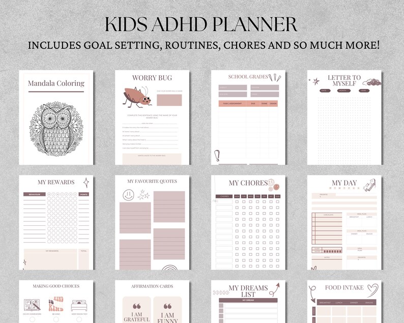 ADHD Printable Workbook Designed for Kids | Kids Daily Planner | A4 A5 ...