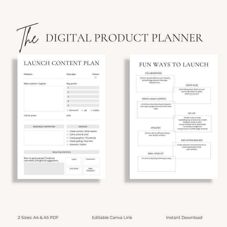 Small Business Digital Product Planner | Printable PDF A4, A5 | Fully ...