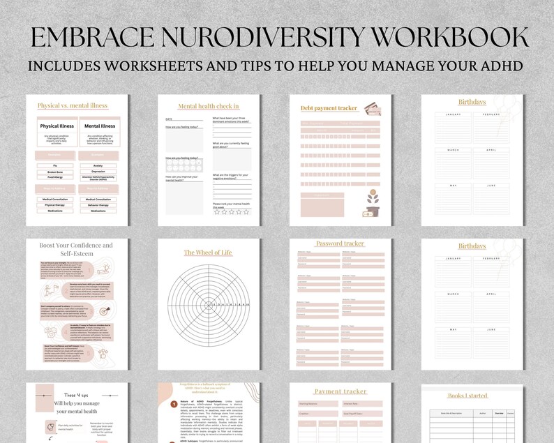 ADHD Planner Printable, Neurodiversity Workbook (A4 & A5 Inserts ...
