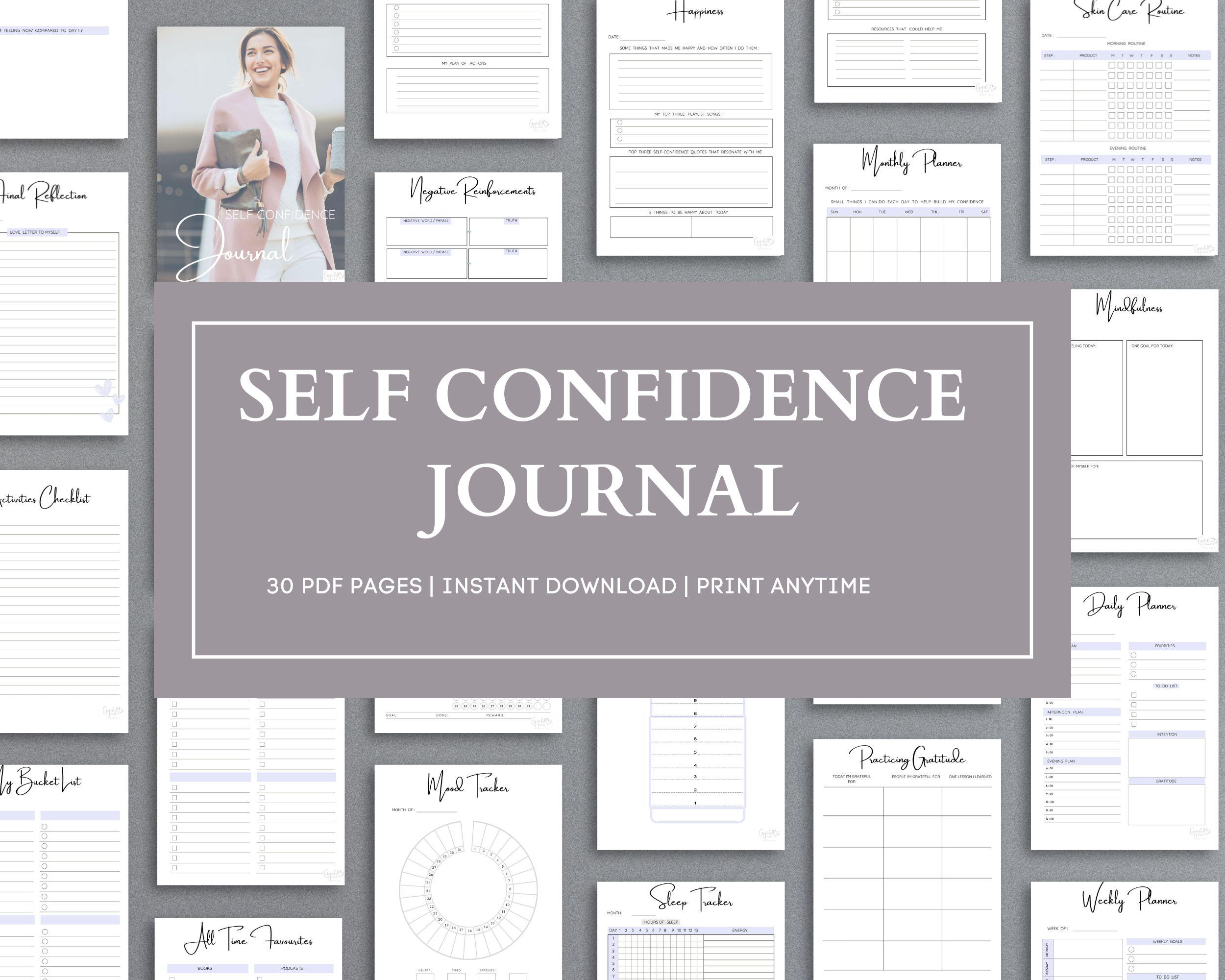 Self-confidence Journal 30 Printable Pages for Self-esteem & Positivity ...
