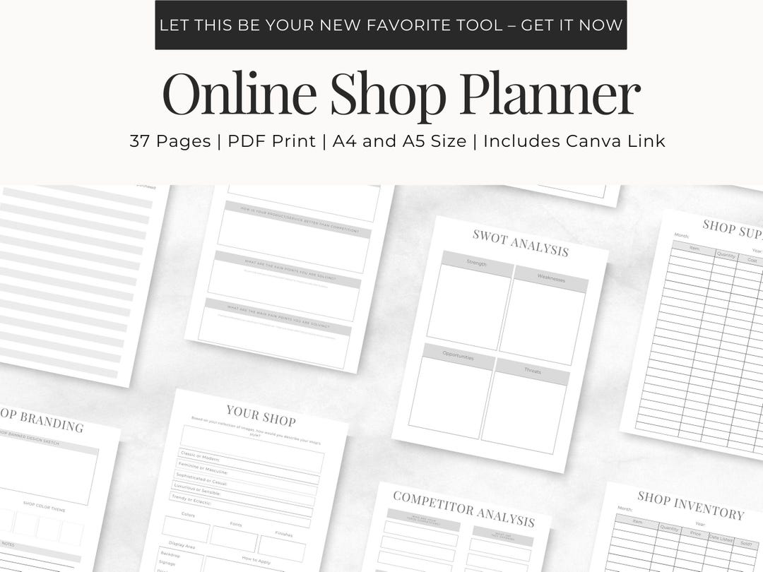 Editable Online Shop Planner (A4 & A5) + Canva Link. Track Products ...