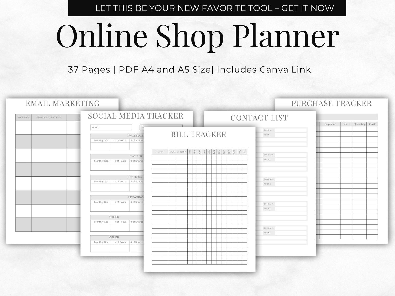 Editable Online Shop Planner (A4 & A5) + Canva Link. Track Products ...