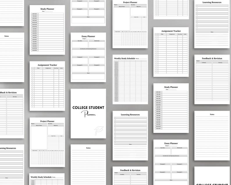 College Student Planner 9-page Printable PDF Academic Organizer for ...