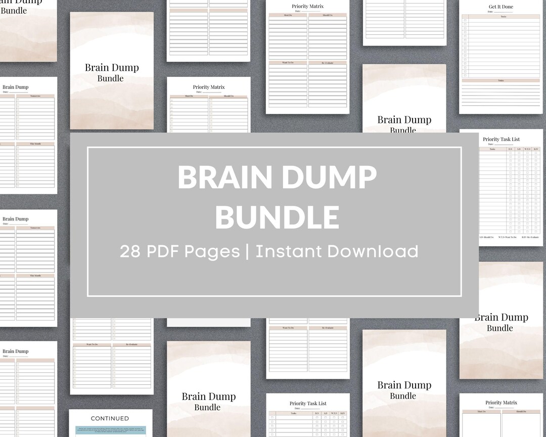 28-page Brain Dump Bundle | Organize Your Thoughts, Prioritize Tasks ...