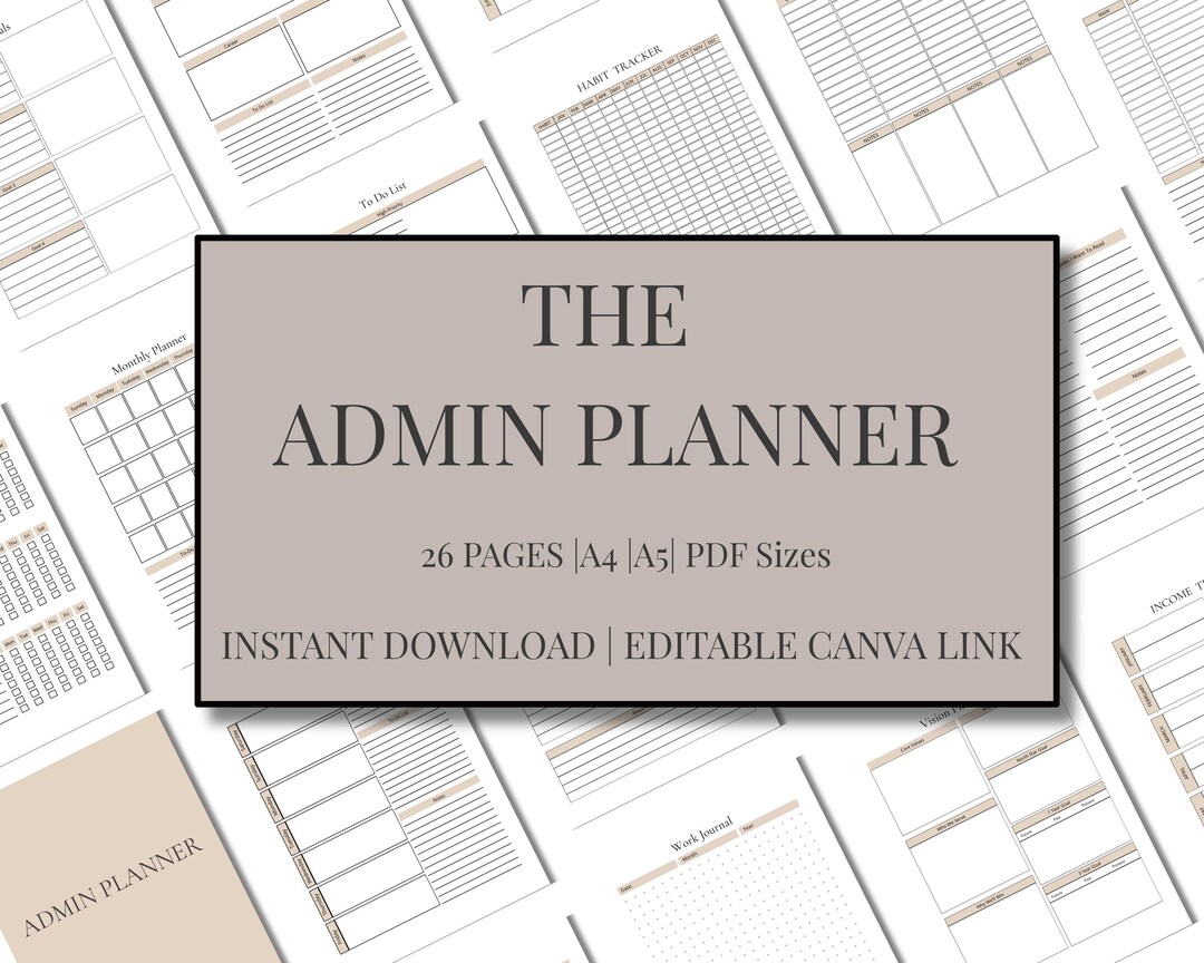 Admin Planner Printable PDF | Life Management Planner | Household ...