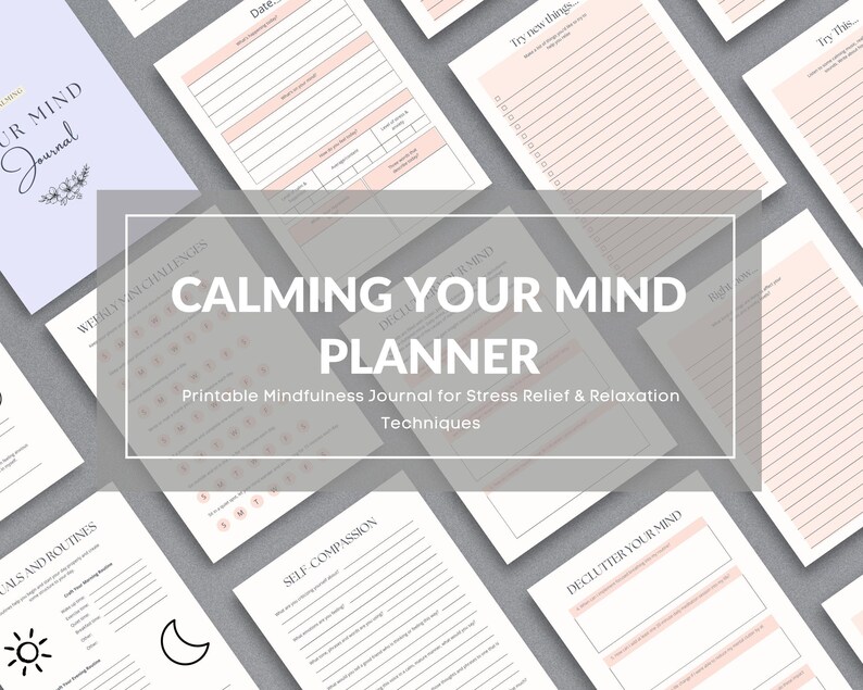 Calming Your Mind Planner Printable Mindfulness Journal for Stress ...