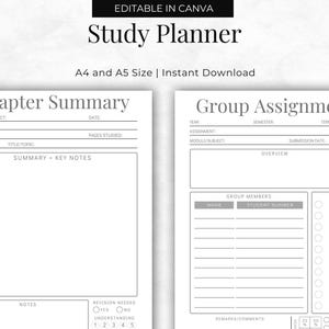 Study Planner Template | Printable Study Organizer | Academic Planner ...