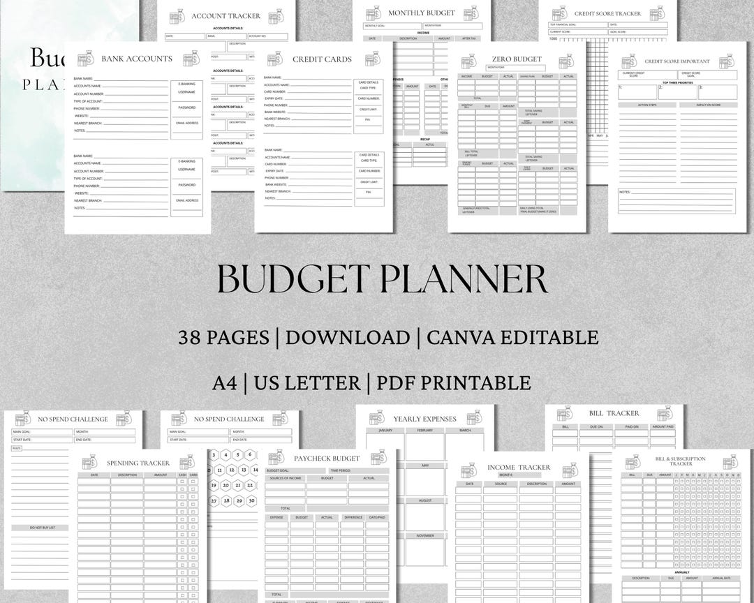 Budget Planner Printable Workbook | Monthly & Annual Money Tracker - Etsy