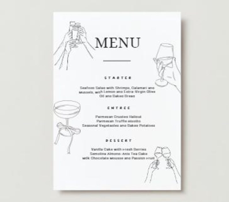 Simple Dinner Party Menu Template CANVA - Etsy