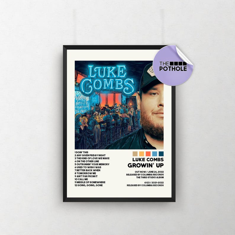 Luke Combs Poster / Growin up Poster / Album Cover Poster / Print Wall ...