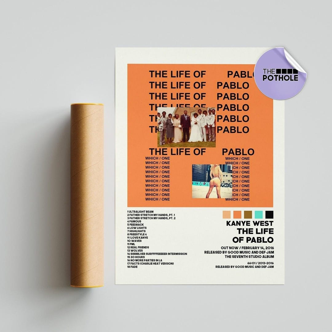 Kanye West Poster / the Life of Pablo Poster / Album Cover Poster ...