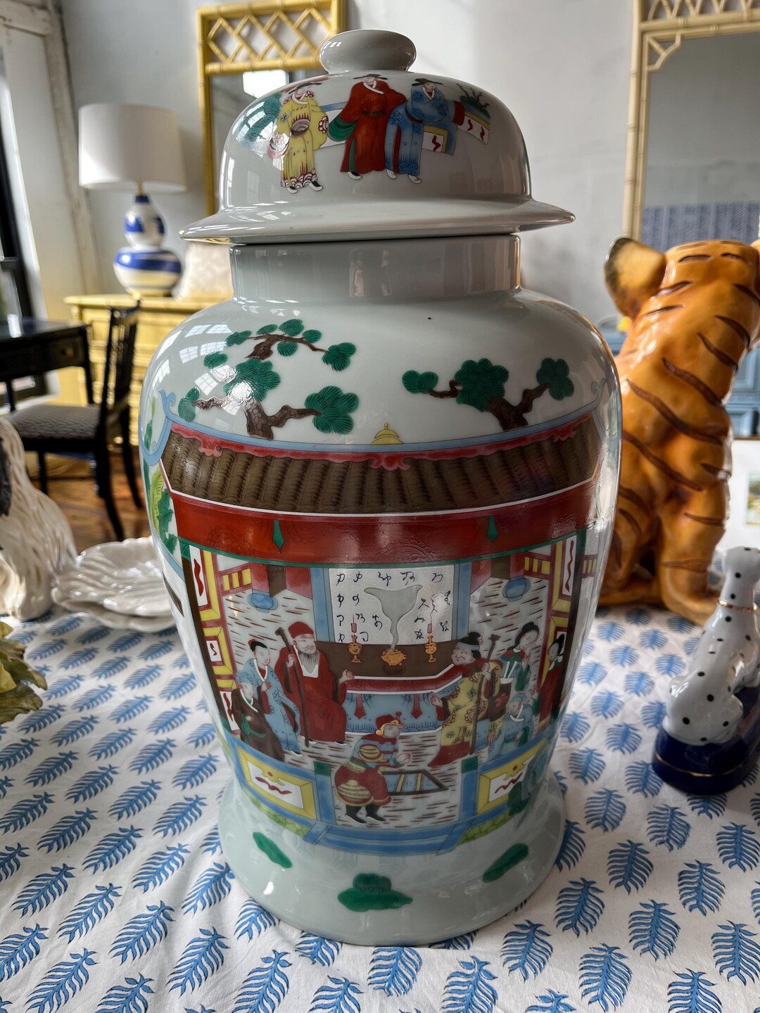 Beautifully Decorated XL Ginger Jar Depicting Village Scene - Etsy
