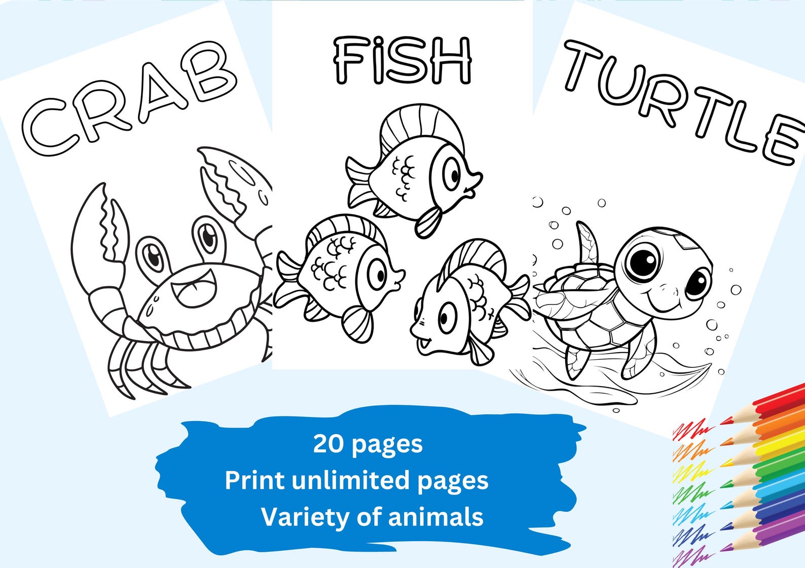 Ocean Colouring Book, Printable Coloring Book, Colouring Book, Coloring ...