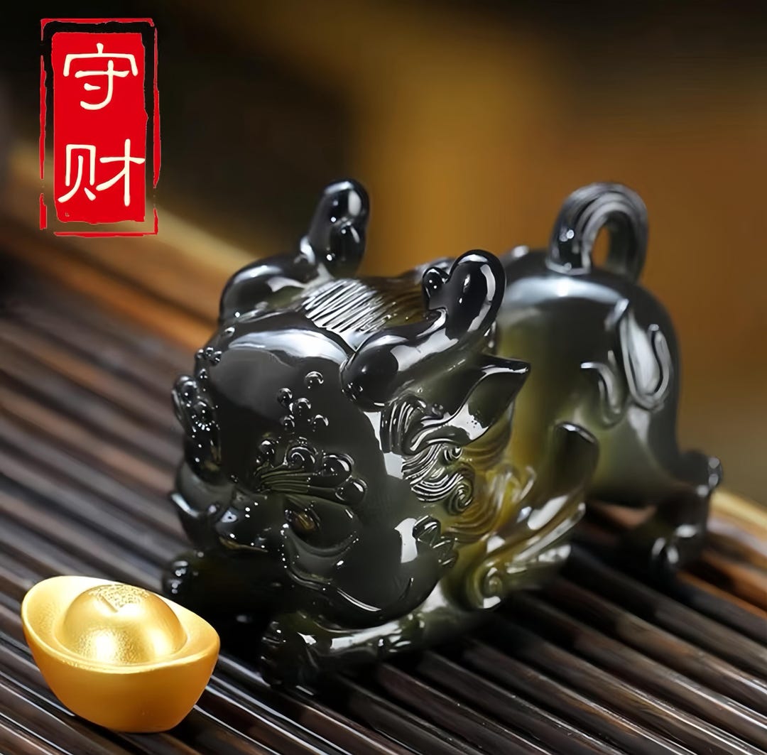 Color-changing Pixiu Tea Pet - Feng Shui Resin Guardian With Ingot ...