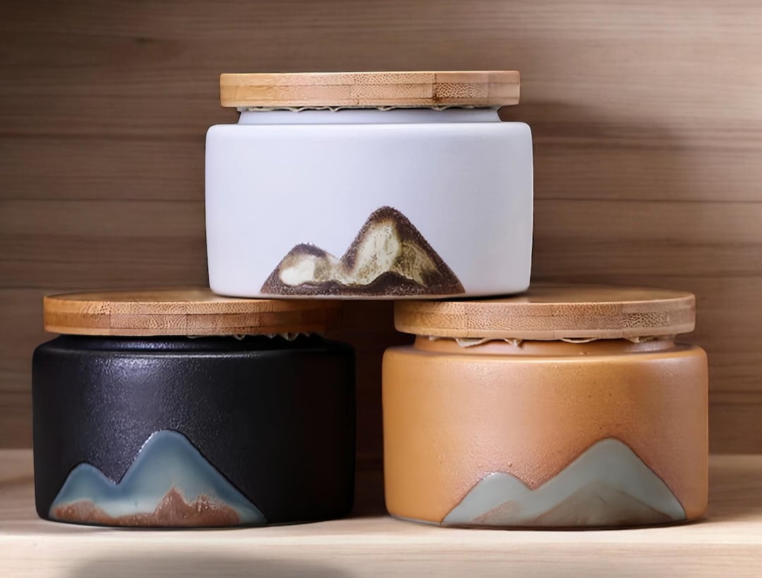 Handmade Ceramic Tea Storage Jar With Bamboo Lid, Unique Airtight ...