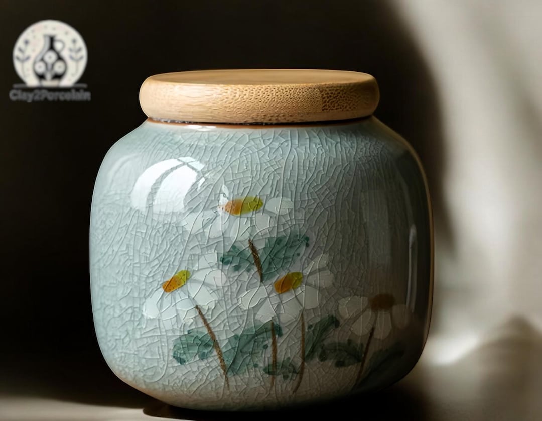 Unique Handcrafted Pet Urn, Daisy Pet Urn, Pottery Cat Dog Urns, Pet ...