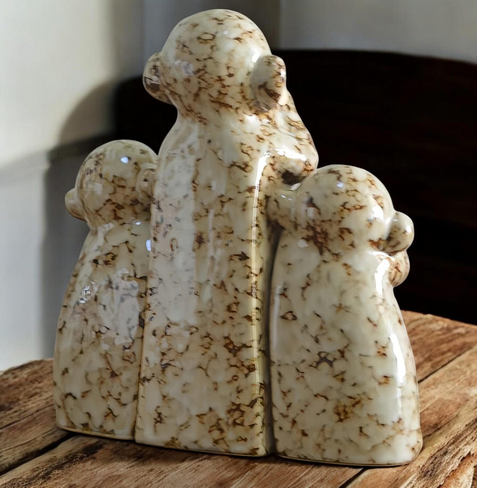 Handmade Ceramic Monkey Figurines, See No Evil, Hear No Evil, Speak No ...